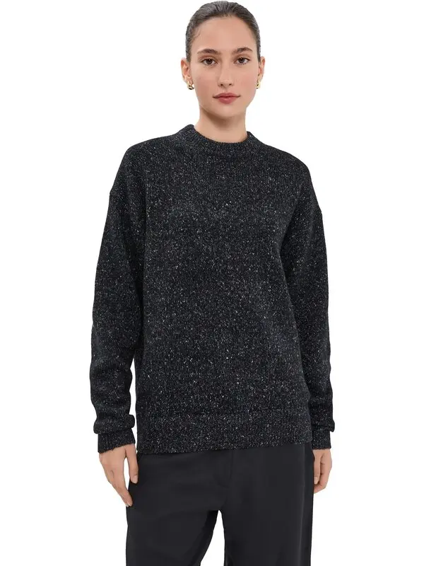 Tibi Speckled Easy Crewneck Pullover - Black Multi
