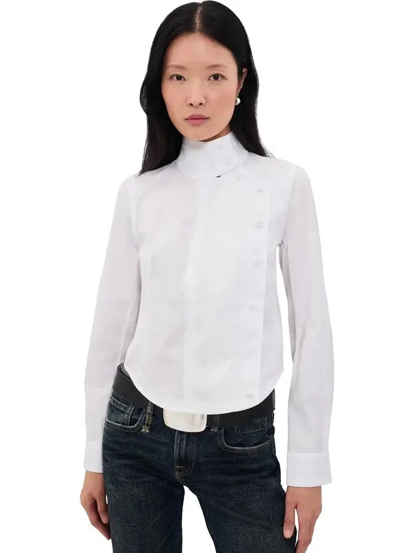 R13 Asymmetrical Front Shirt - White