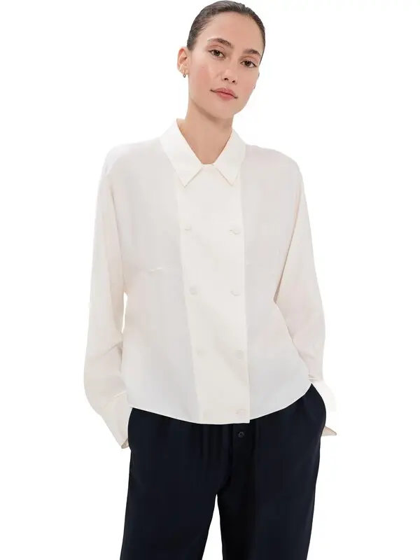 RÓHE Double Breasted Silk Top - Cream