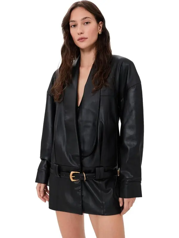 Aje Esta Faux Leather Blazer Dress - Black