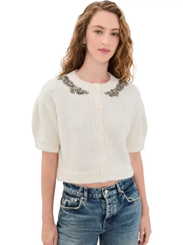Cinq À Sept Crystal Lace Millicent Cardigan - Ivory