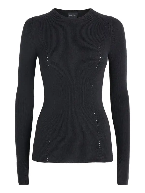 HERSKIND Merino Rib-knit Long-sleeve Top - Grey