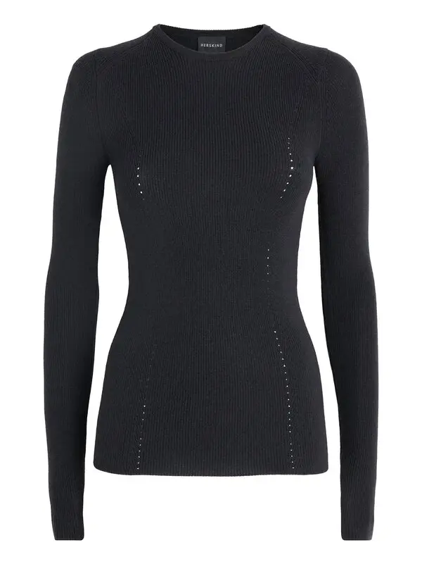 HERSKIND Merino Rib-knit Long-sleeve Top - Grey