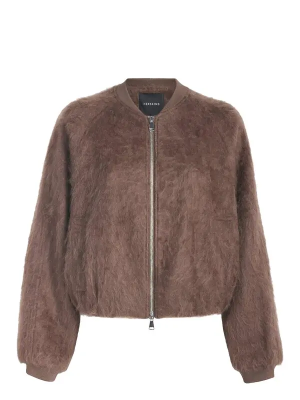 HERSKIND Wool-cashmere-silk Jimi Bomber Jacket - Brown