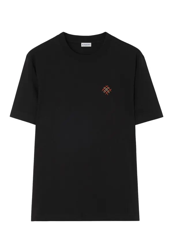 Burberry Cotton Embroidered Logo T-shirt - Black