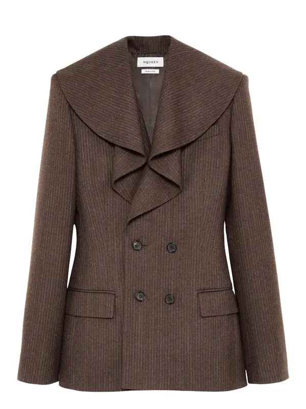 Alexander McQueen Wool Pinstripe Double-breasted Blazer - Brown