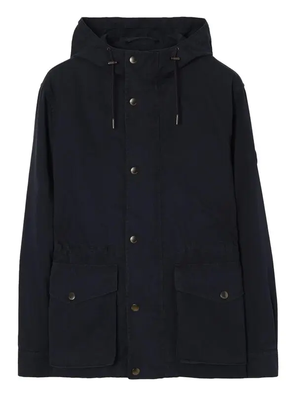 Burberry Cotton Gabardine Hooded Jacket - Blue