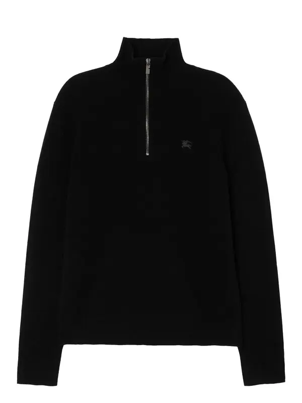 Burberry Cashmere-blend Quarter-zip Sweater - Black