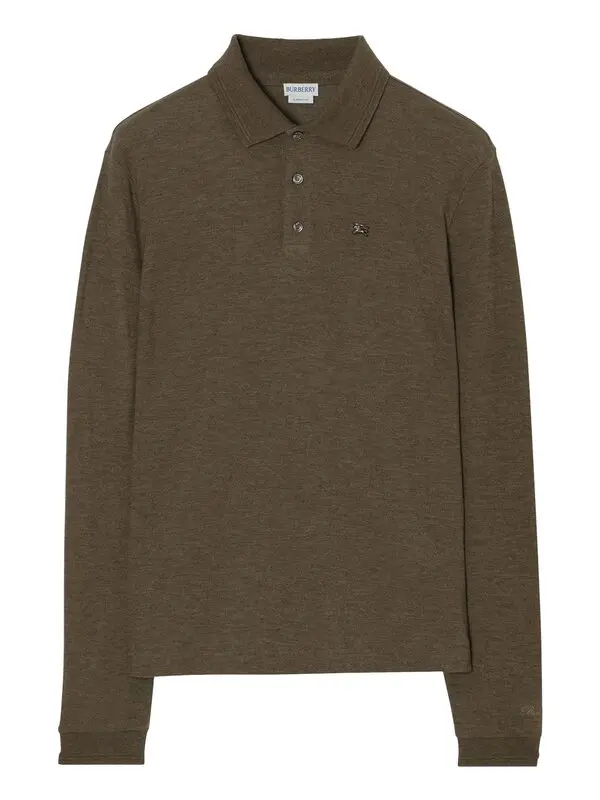 Burberry Wool-cotton Long-sleeve Polo Shirt - Green