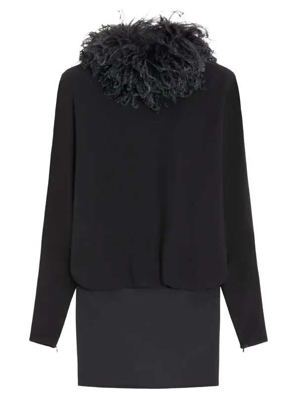 Valentino Garavani Silk Feather-trim Mini Dress - Black