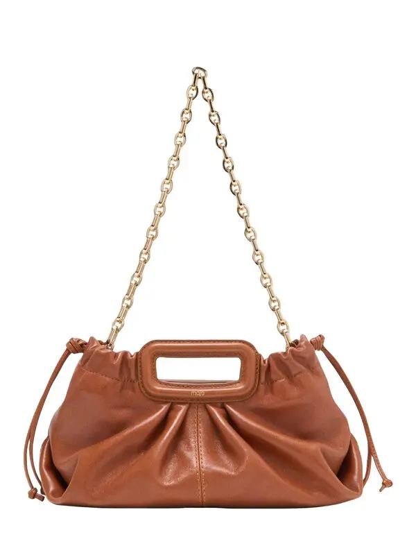 Maje Leather Milpli Clutch Bag - Beige