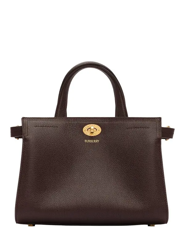 Burberry Mini Leather Cotswolds Check Tote Bag - Brown