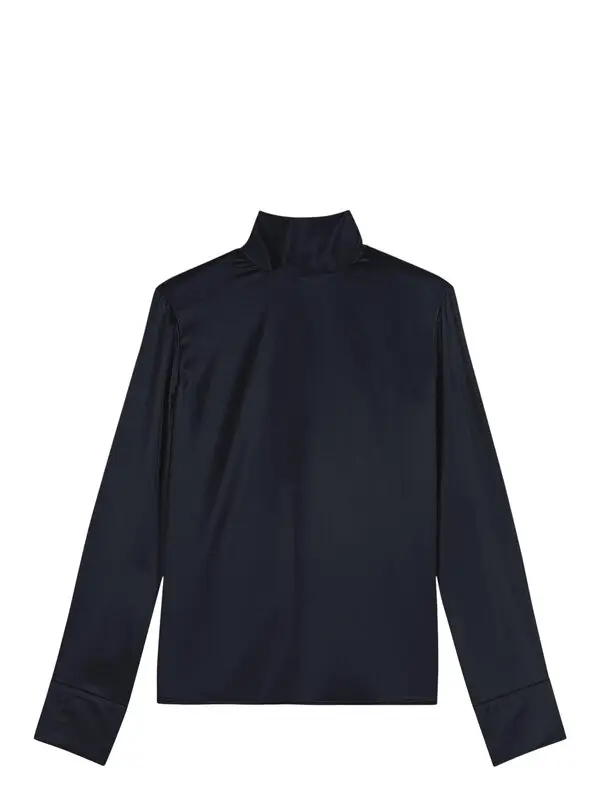 Maje Satin High-neck Blouse - Blue