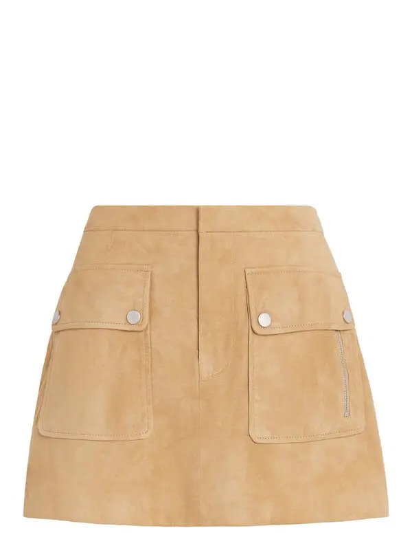 FRAME Suede The Safari Mini Skirt - Beige