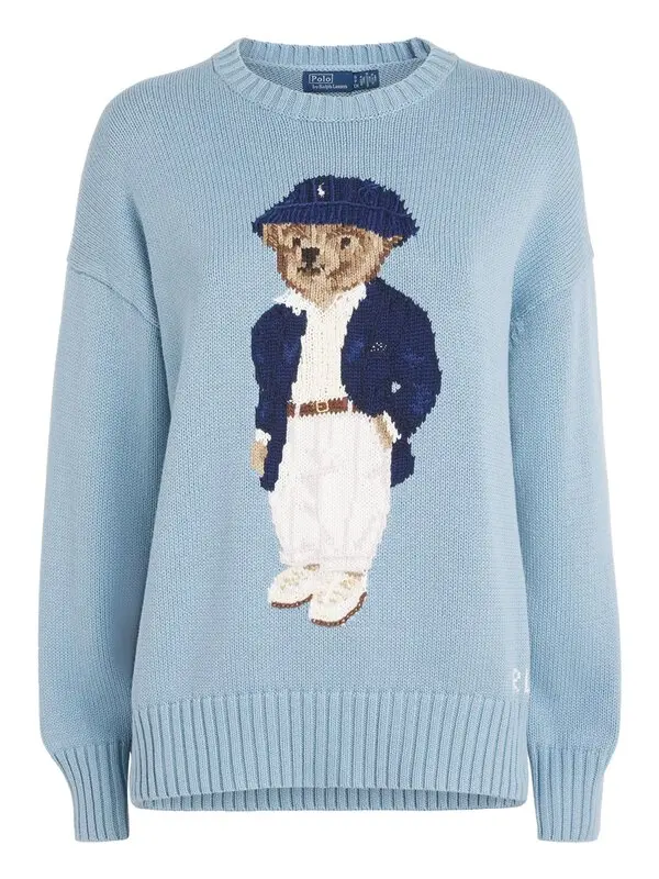 Polo Ralph Lauren Cotton Polo Bear Sweater - Blue