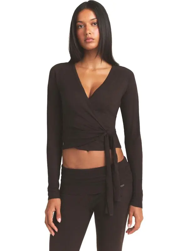 SKIMS Wrap Sweater | Deep Neutral | | Essential Knit - Espresso