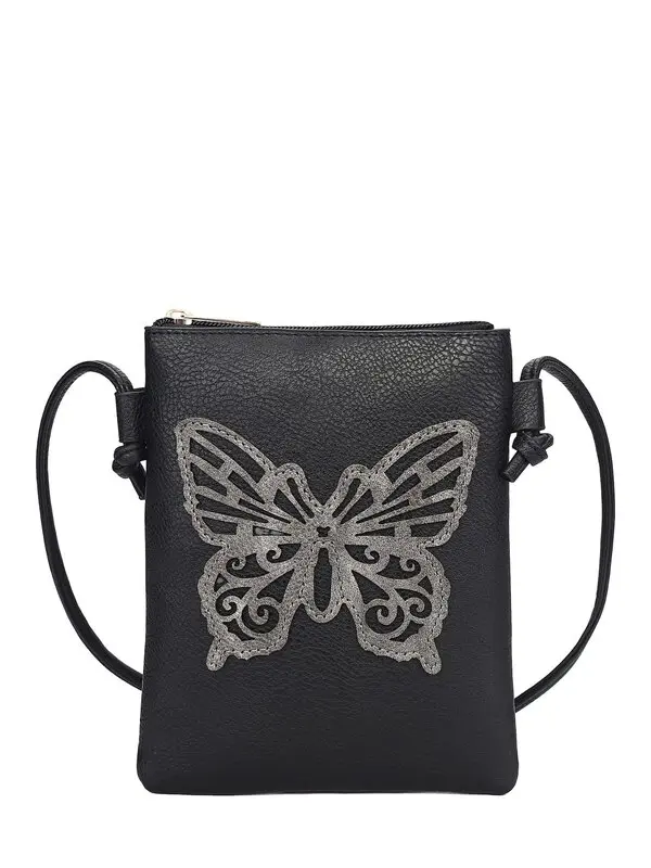 MKF COLLECTION BY MIA K. Black Skyli Crossbody Bag - Silver/black