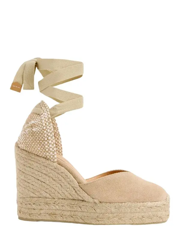 CastaÑer Iconic Chiara Lace-up Wedge Espadrilles - Nude