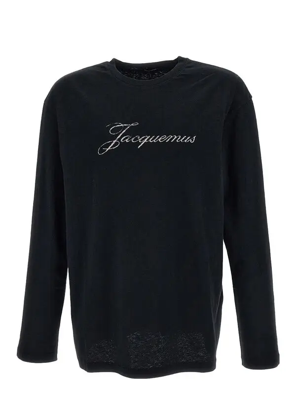 Jacquemus T-shirt A Maniche Lunghe Con Logo - Nero