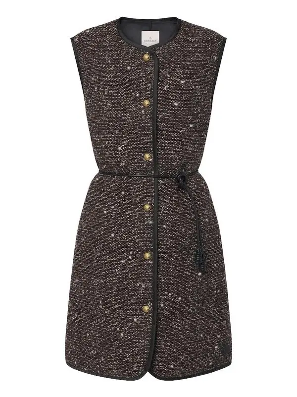 Moncler Figurative Down-paneled Wool-blend Vest - Black