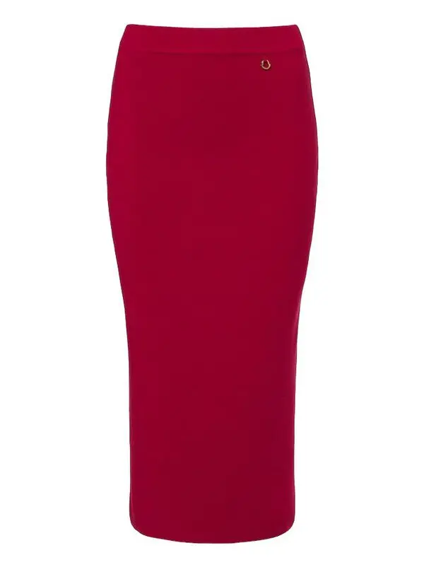 Moncler Wool And Cashmere-blend Midi Skirt - Red