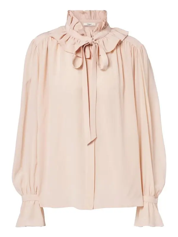 Chloé Ruffled Silk Chiffon Blouse - Pink