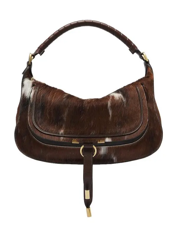 Chloé Marcie Medium Calf Hair Shoulder Bag - Brown