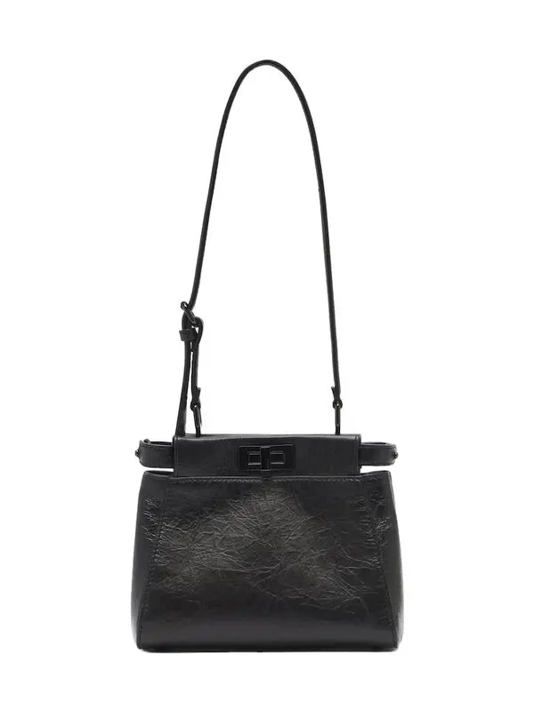 Fendi Peekaboo® Mini Leather Tote Bag - Black