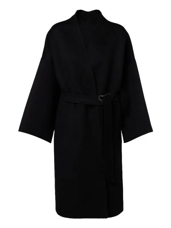 Fendi Belted Wool And Silk Coat - Black