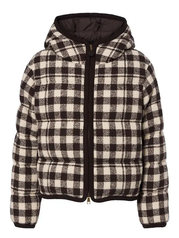 Moncler Gingham Wool-blend Down Jacket - Brown