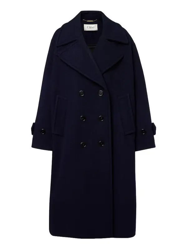 Chloé Double Breasted Wool-blend Coat - Blue