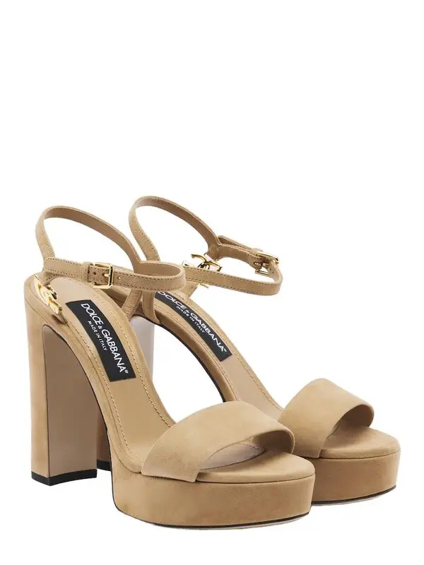 Dolce & Gabbana Dg Suede Platform Sandals - Beige