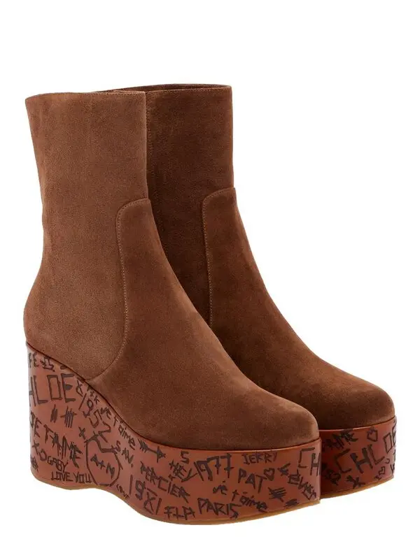 Chloé Maxime Suede Mid-calf Boots - Brown