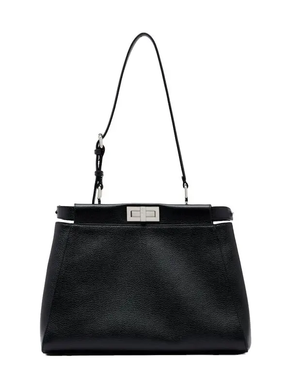 Fendi Peekaboo® Medium Leather Shoulder Bag - Black