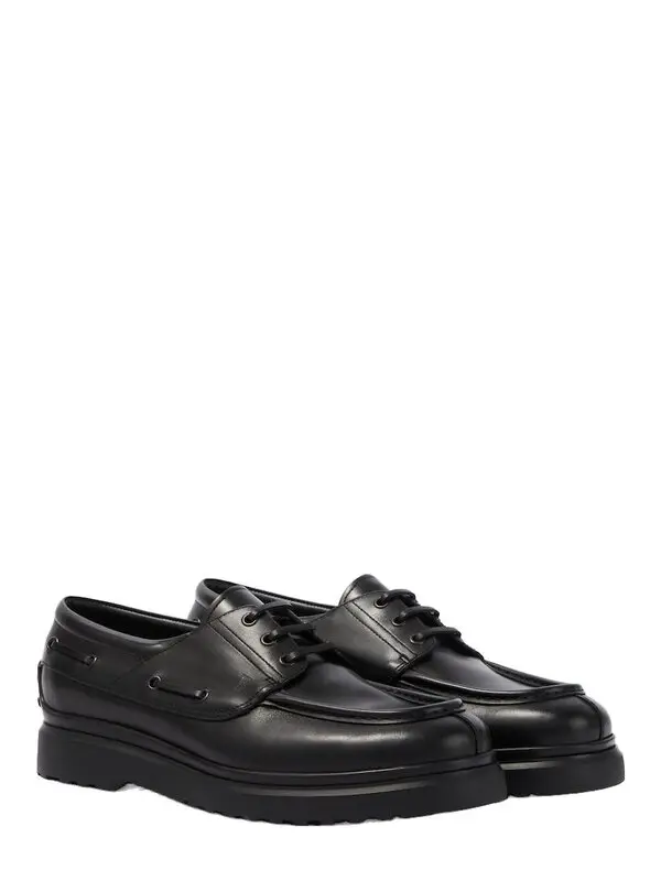 TOD'S Leather Boat Shoes - Black