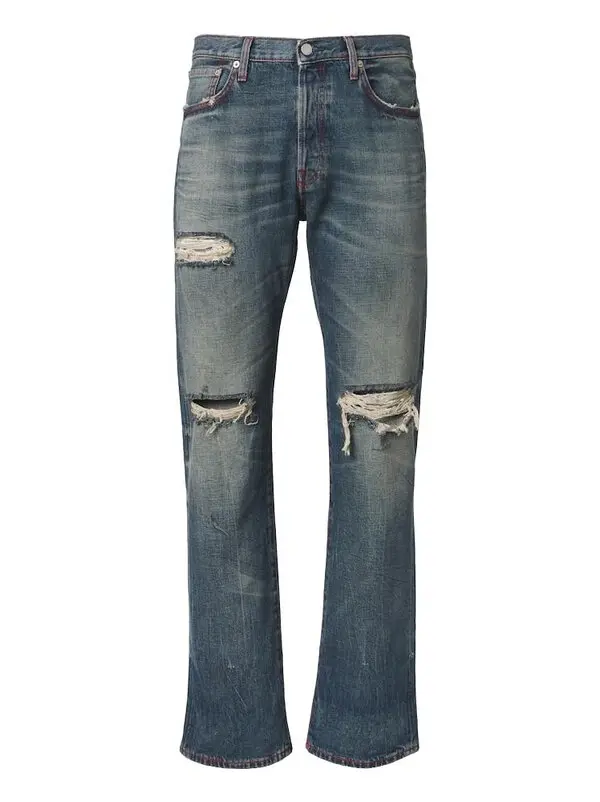 Acne Studios Re-edition Distressed Straight Jeans - Blue