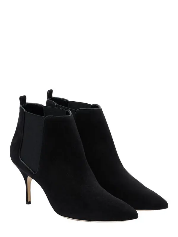 Manolo Blahnik Dildi Suede Ankle Boots - Black