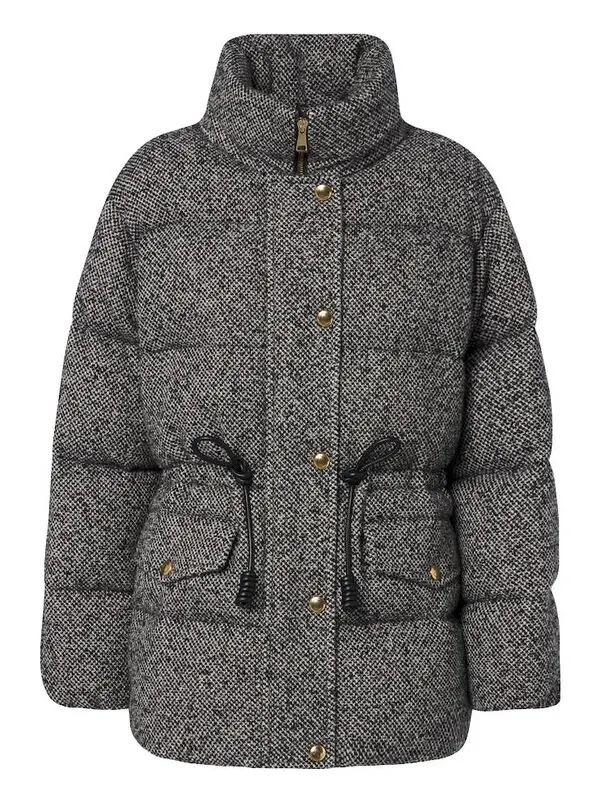 Moncler Wool-blend Tweed Down Jacket - Grey