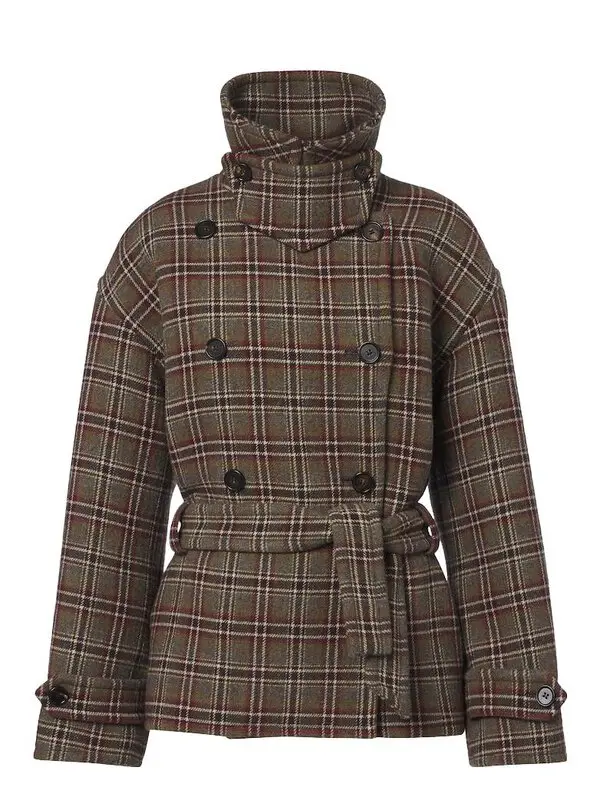 Chloé Checked Wool And Cotton-blend Peacoat - Multicoloured
