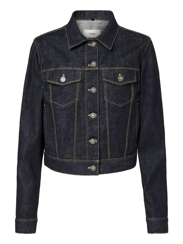 Fendi Cropped Denim Jacket - Blue