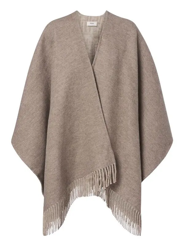 Fendi Reversible Wool And Cashmere Poncho - Beige