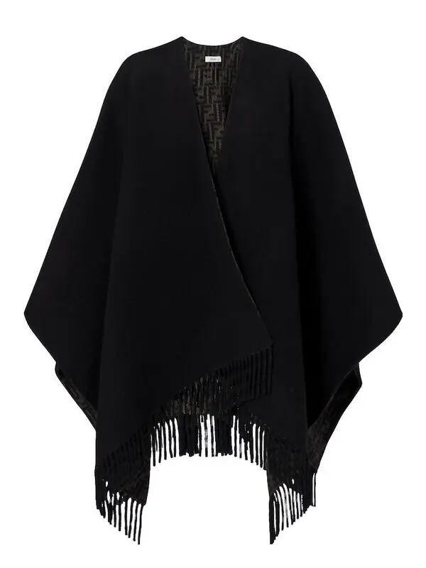 Fendi Reversible Wool And Cashmere Poncho - Brown
