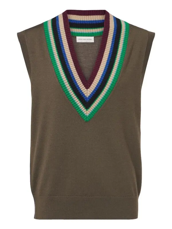 Dries Van Noten Virgin Wool Sweater Vest - Green