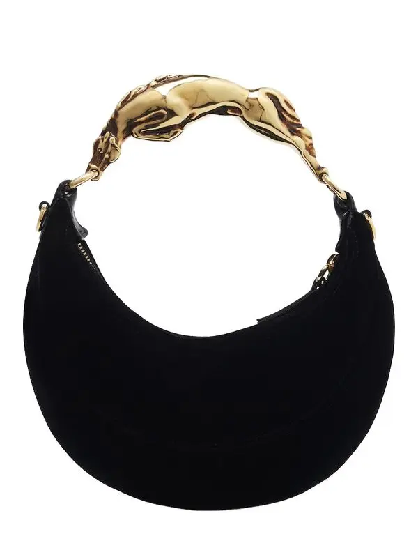 Chloé Chain Horse Small Velvet Shoulder Bag - Black