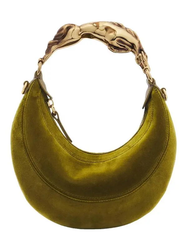 Chloé Chain Horse Small Velvet Shoulder Bag - Green