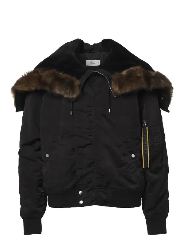 Fendi Shearling-trimmed Technical Blouson Jacket - Black