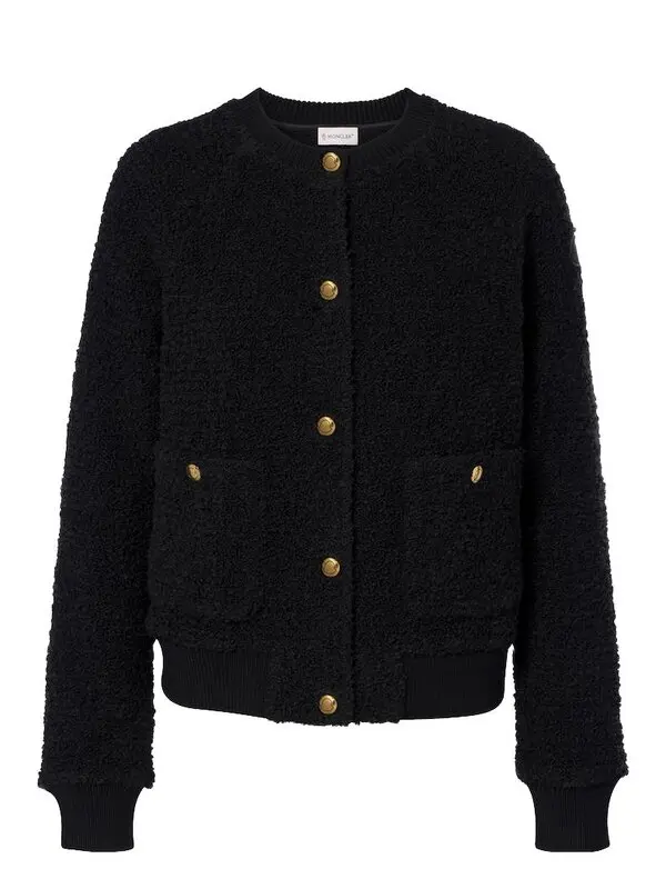 Moncler Bouclé Cardigan - Black
