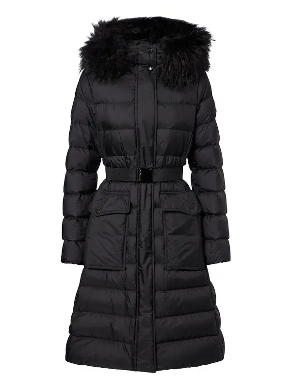 Moncler Shearling-trimmed Down Coat - Black