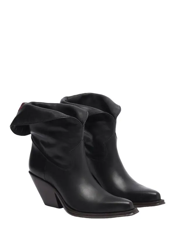 Chloé Azelan Leather Cowboy Boots - Black