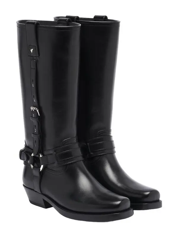 Fendi Leather Biker Boots - Black